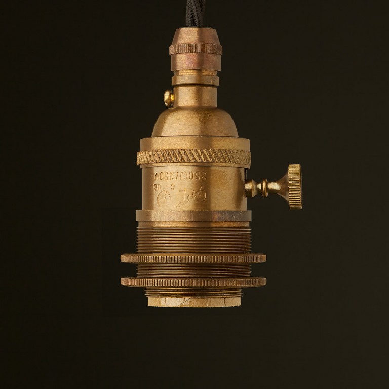 Antique Brass E26 Edison Screw 3 Way Switched Socket