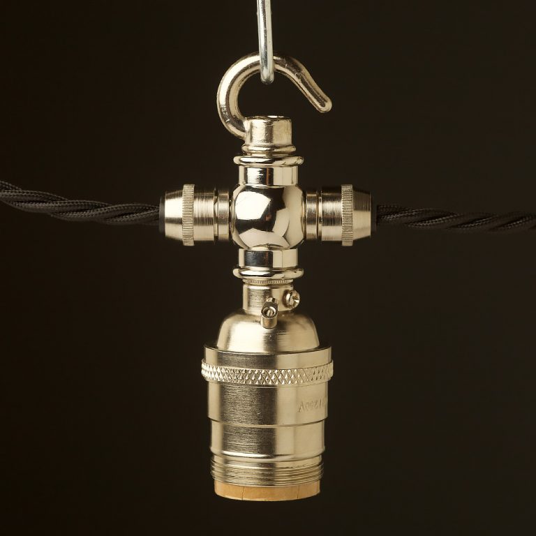 Nickel E26 Festoon Socket with hook