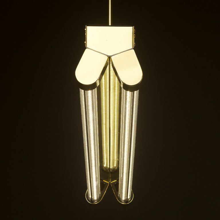 Polished Brass Art Deco Twin LED Tube Light • Edison Light Globes 120V