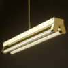 Polished Brass Art Deco Twin LED Tube Light • Edison Light Globes 120V