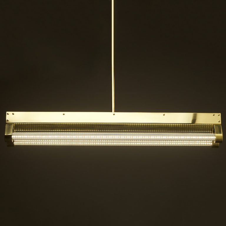 Polished Brass Art Deco Twin LED Tube Light • Edison Light Globes 120V