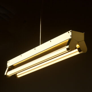 Polished Brass Art Deco Twin LED Tube Light • Edison Light Globes 120V