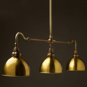 Antique Brass Single Drop Billiard Table Light • Edison Light Globes 120V