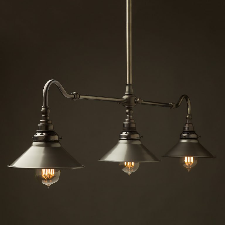 Bronze Single Drop Billiard Table Light • Edison Light Globes 120V