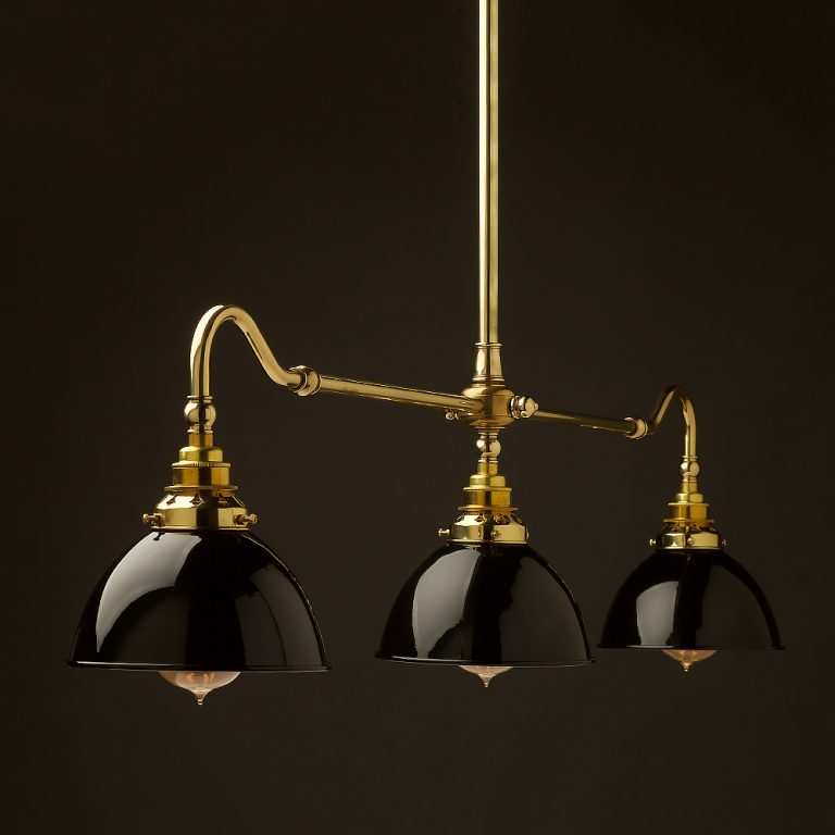 Polished Brass Single Drop Billiard Table Light • Edison Light Globes 120V