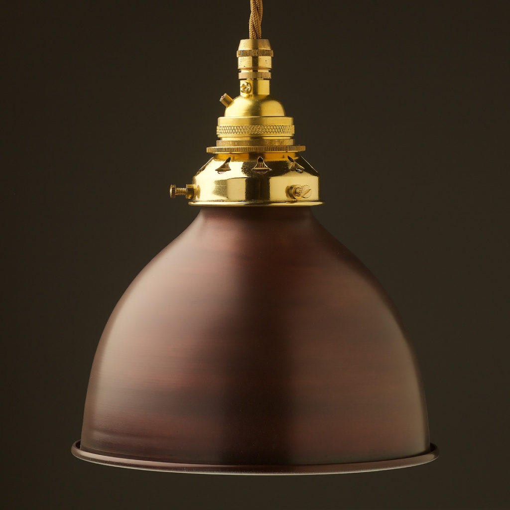 Bronze dome shade Brass E26 Pendant 6.8 inches