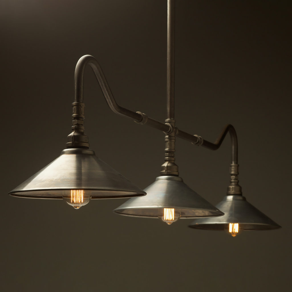 Plumbing Pipe Billiard table light with fixed shades • Edison Light ...