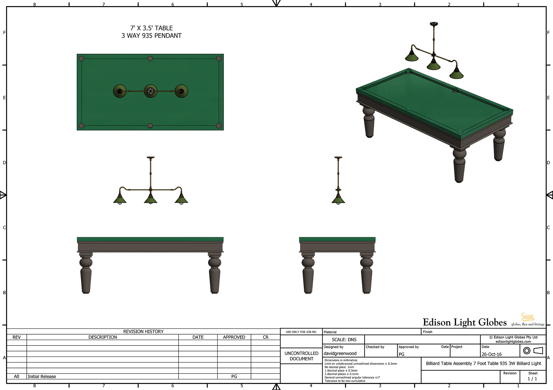Billiard table lights • Edison Light Globes 120V